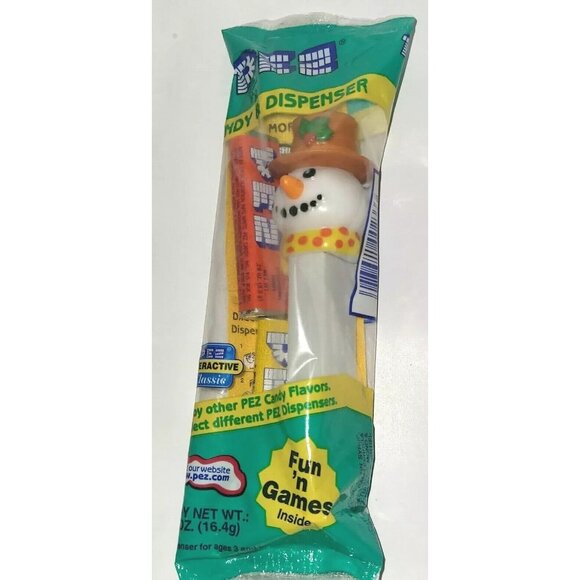PEZ | Holiday | Pez Dispenser Snowman New Sealed In Original Green ...
